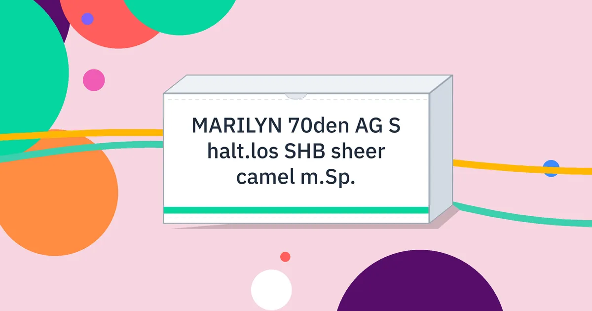 Symbolbild: Packung mit der Aufschrift MARILYN 70den AG S halt.los SHB sheer camel m.Sp. (PZN 16187590) – Verfügbarkeit und Bezug in Apotheken in Frankfurt am Main