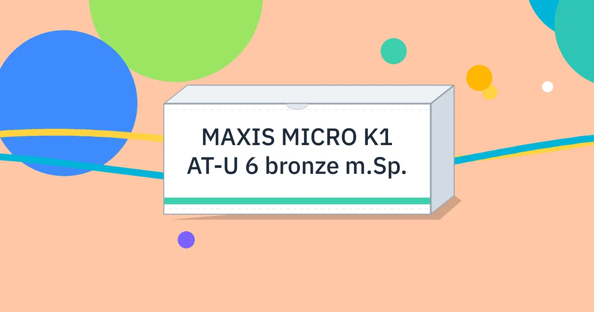 Symbolbild: Packung mit der Aufschrift MAXIS MICRO K1 AT-U 6 bronze m.Sp. (PZN 17671721) – Verfügbarkeit und Bezug in Apotheken in Frankfurt am Main