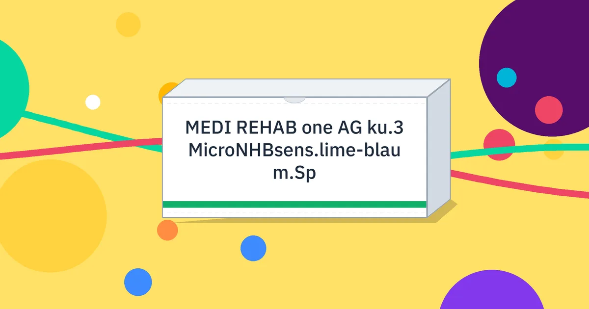 Symbolbild: Packung mit der Aufschrift MEDI REHAB one AG ku.3 MicroNHBsens.lime-blau m.Sp (PZN 18898237) – Verfügbarkeit und Bezug in Apotheken in Frankfurt am Main