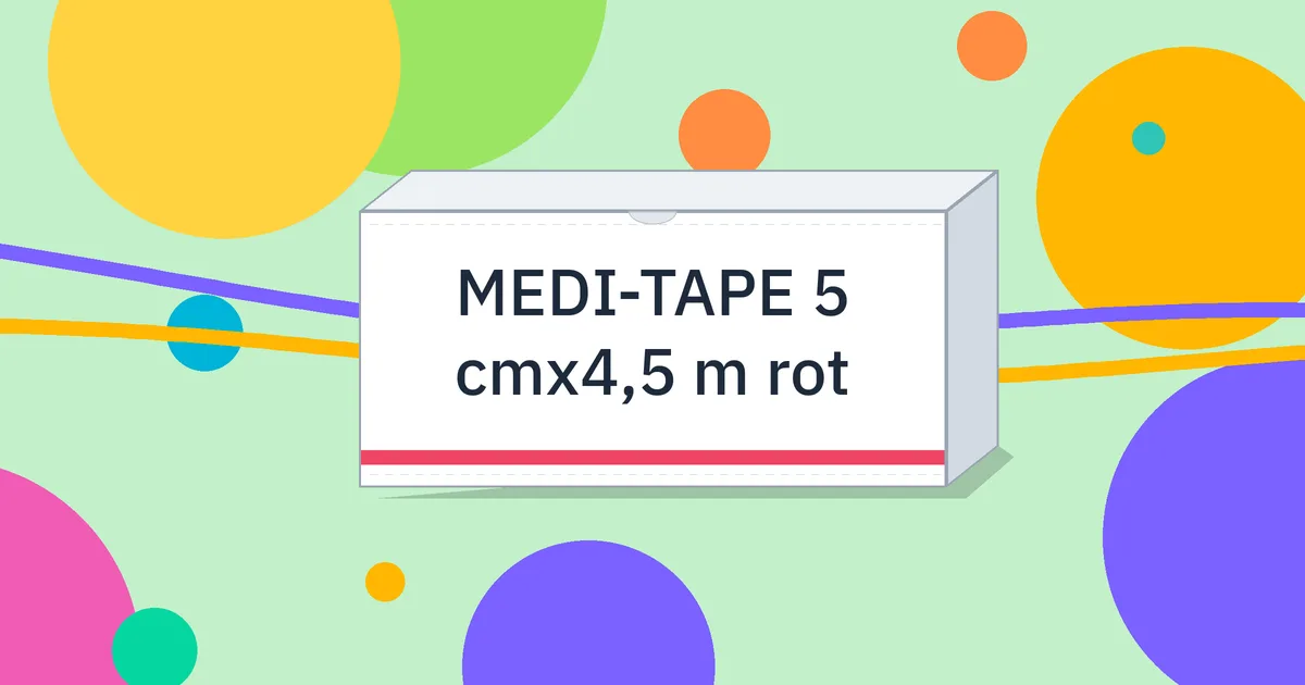 Symbolbild: Packung mit der Aufschrift MEDI-TAPE 5 cmx4,5 m rot (PZN 16042986) – Verfügbarkeit und Bezug in Apotheken in Frankfurt am Main