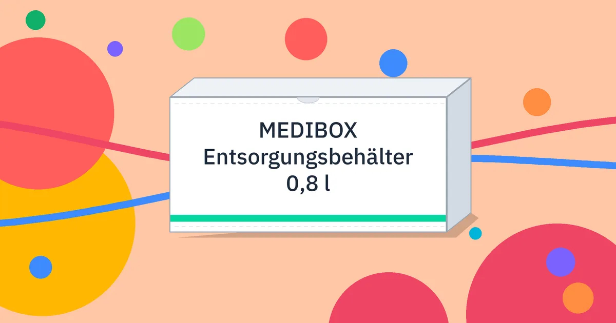 Symbolbild: Packung mit der Aufschrift MEDIBOX Entsorgungsbehälter 0,8 l (PZN 16400687) – Verfügbarkeit und Bezug in Apotheken in Frankfurt am Main