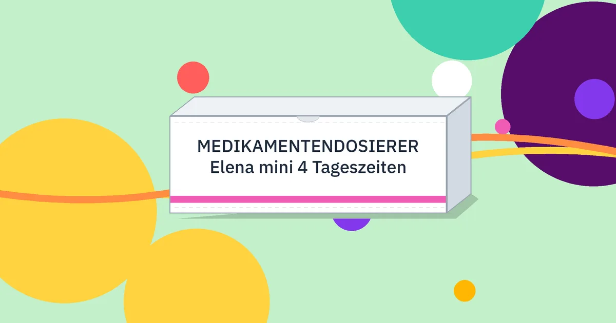 Symbolbild: Packung mit der Aufschrift MEDIKAMENTENDOSIERER Elena mini 4 Tageszeiten (PZN 10753752) – Verfügbarkeit und Bezug in Apotheken in Frankfurt am Main