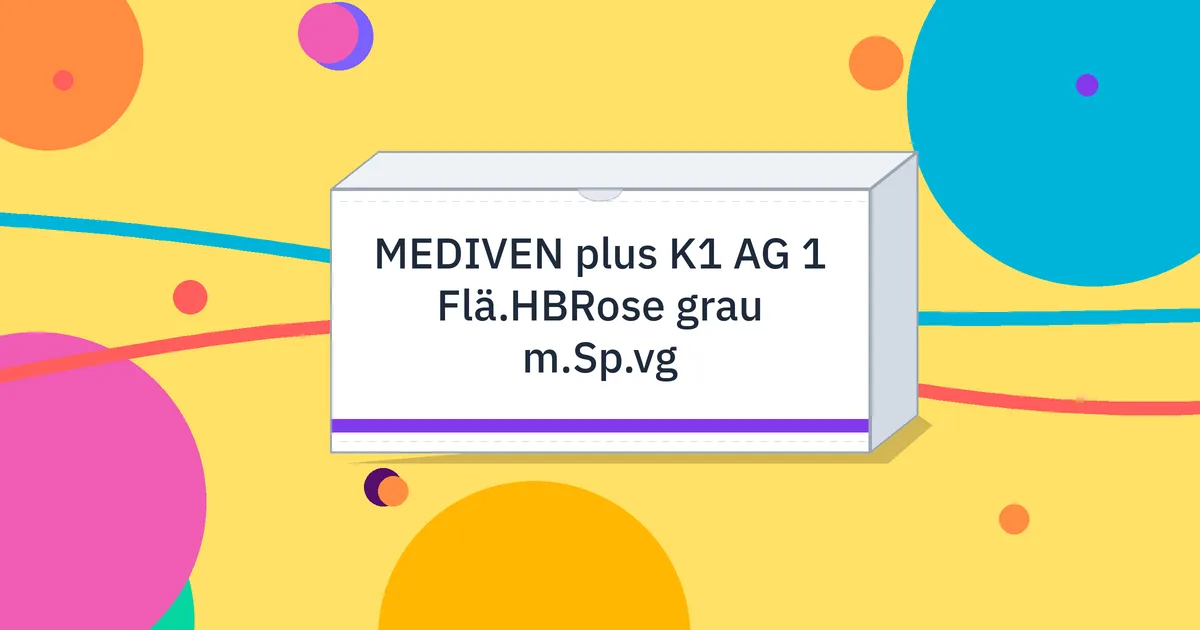 Symbolbild: Packung mit der Aufschrift MEDIVEN plus K1 AG 1 Flä.HBRose grau m.Sp.vg (PZN 18939769) – Verfügbarkeit und Bezug in Apotheken in Frankfurt am Main
