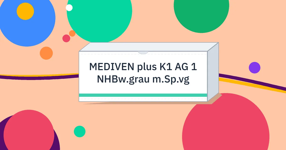 Symbolbild: Packung mit der Aufschrift MEDIVEN plus K1 AG 1 NHBw.grau m.Sp.vg (PZN 18939427) – Verfügbarkeit und Bezug in Apotheken in Frankfurt am Main