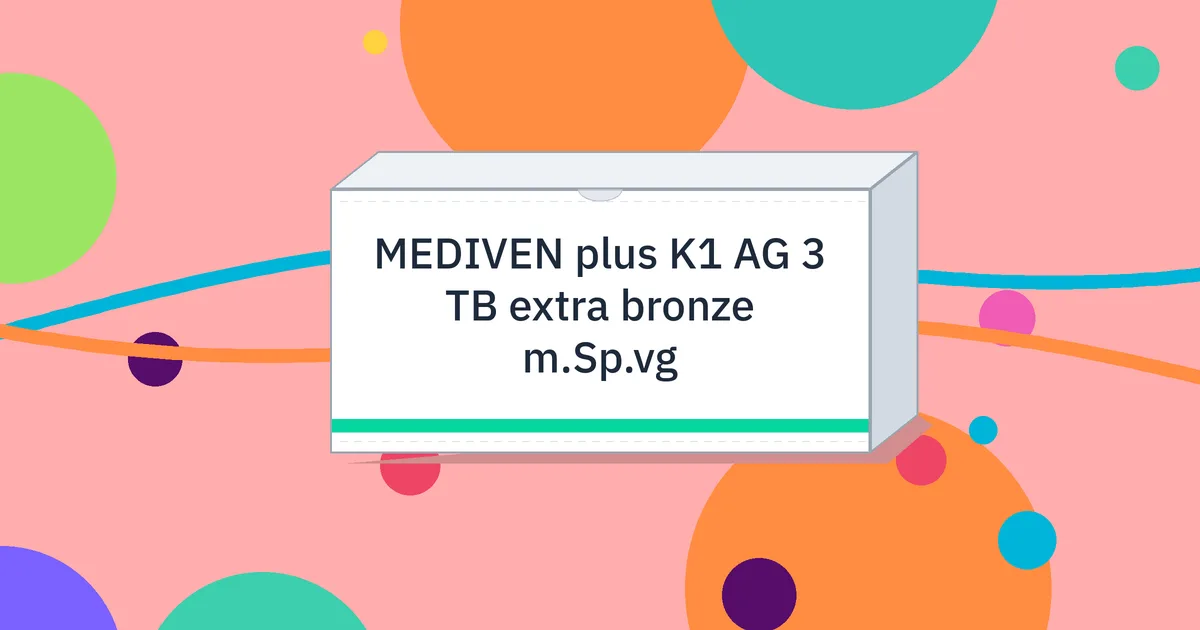 Symbolbild: Packung mit der Aufschrift MEDIVEN plus K1 AG 3 TB extra bronze m.Sp.vg (PZN 15063130) – Verfügbarkeit und Bezug in Apotheken in Frankfurt am Main