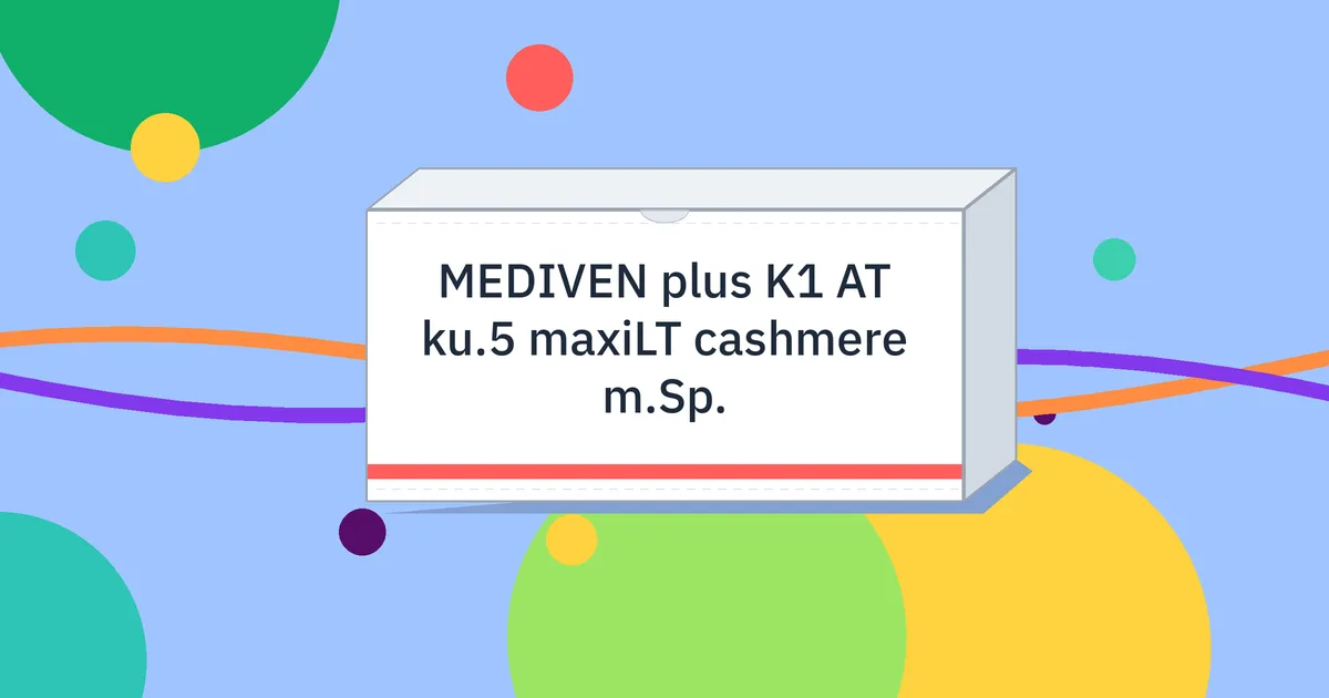 Symbolbild: Packung mit der Aufschrift MEDIVEN plus K1 AT ku.5 maxiLT cashmere m.Sp. (PZN 15069121) – Verfügbarkeit und Bezug in Apotheken in Frankfurt am Main