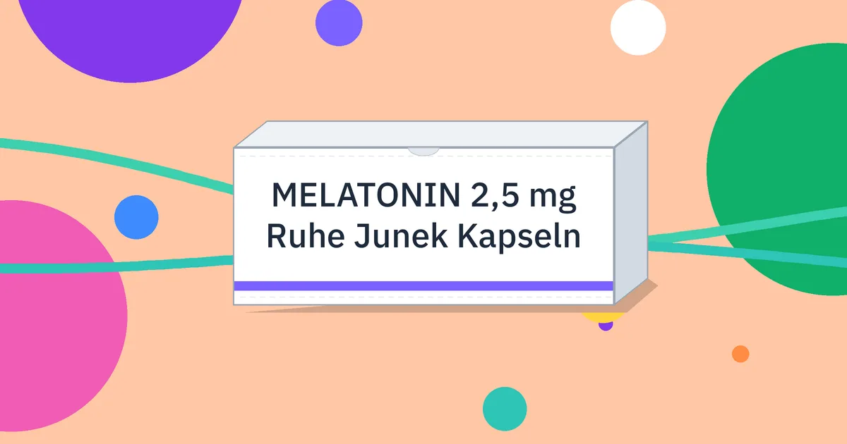 Symbolbild: Packung mit der Aufschrift MELATONIN 2,5 mg Ruhe Junek Kapseln (PZN 17900268) – Verfügbarkeit und Bezug in Apotheken in Frankfurt am Main