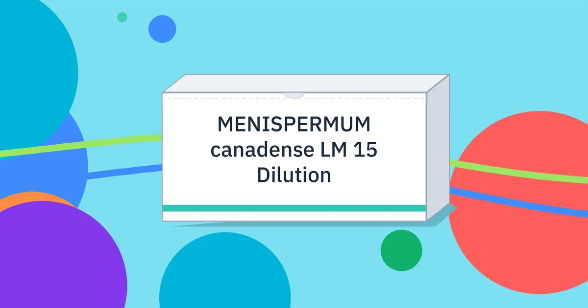 Symbolbild: Packung mit der Aufschrift MENISPERMUM canadense LM 15 Dilution (PZN 13603349) – Verfügbarkeit und Bezug in Apotheken in Frankfurt am Main