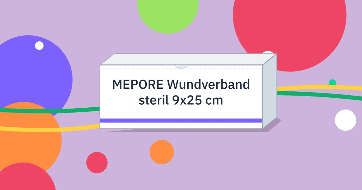 Symbolbild: Packung mit der Aufschrift MEPORE Wundverband steril 9x25 cm (PZN 11148378) – Verfügbarkeit und Bezug in Apotheken in Frankfurt am Main