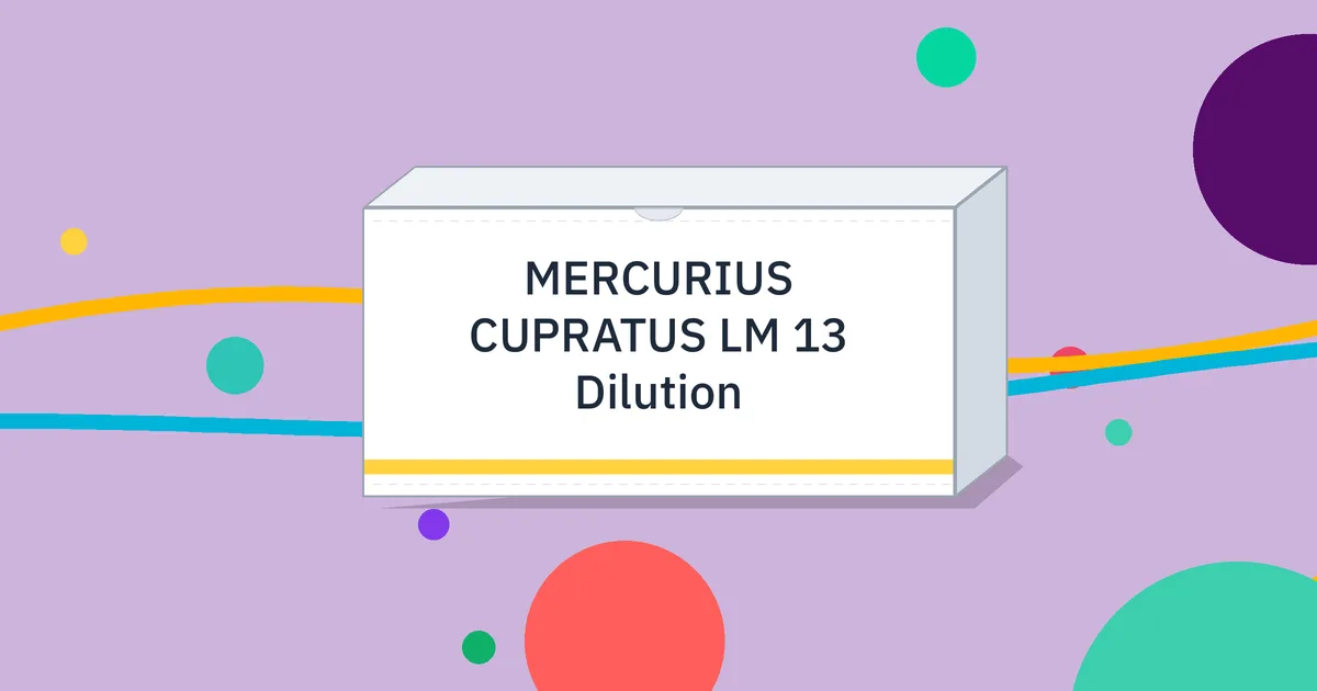 Symbolbild: Packung mit der Aufschrift MERCURIUS CUPRATUS LM 13 Dilution (PZN 12950439) – Verfügbarkeit und Bezug in Apotheken in Frankfurt am Main