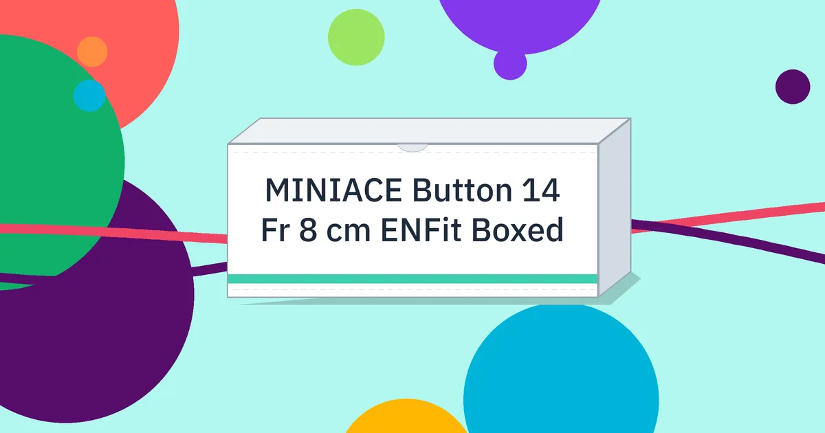 Symbolbild: Packung mit der Aufschrift MINIACE Button 14 Fr 8 cm ENFit Boxed (PZN 16954322) – Verfügbarkeit und Bezug in Apotheken in Frankfurt am Main