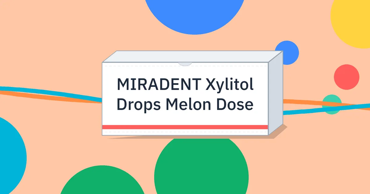 Symbolbild: Packung mit der Aufschrift MIRADENT Xylitol Drops Melon Dose (PZN 19855052) – Verfügbarkeit und Bezug in Apotheken in Frankfurt am Main