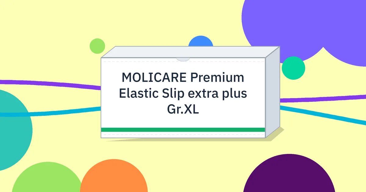 Symbolbild: Packung mit der Aufschrift MOLICARE Premium Elastic Slip extra plus Gr.XL (PZN 15532636) – Verfügbarkeit und Bezug in Apotheken in Frankfurt am Main