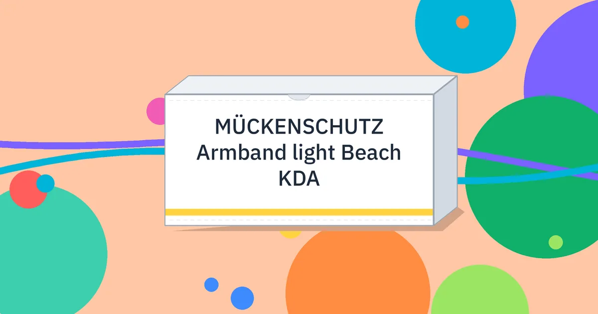 Symbolbild: Packung mit der Aufschrift MÜCKENSCHUTZ Armband light Beach KDA (PZN 19114947) – Verfügbarkeit und Bezug in Apotheken in Frankfurt am Main