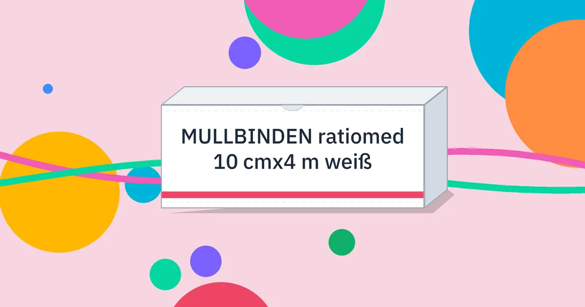 Symbolbild: Packung mit der Aufschrift MULLBINDEN ratiomed 10 cmx4 m weiß (PZN 06456250) – Verfügbarkeit und Bezug in Apotheken in Frankfurt am Main