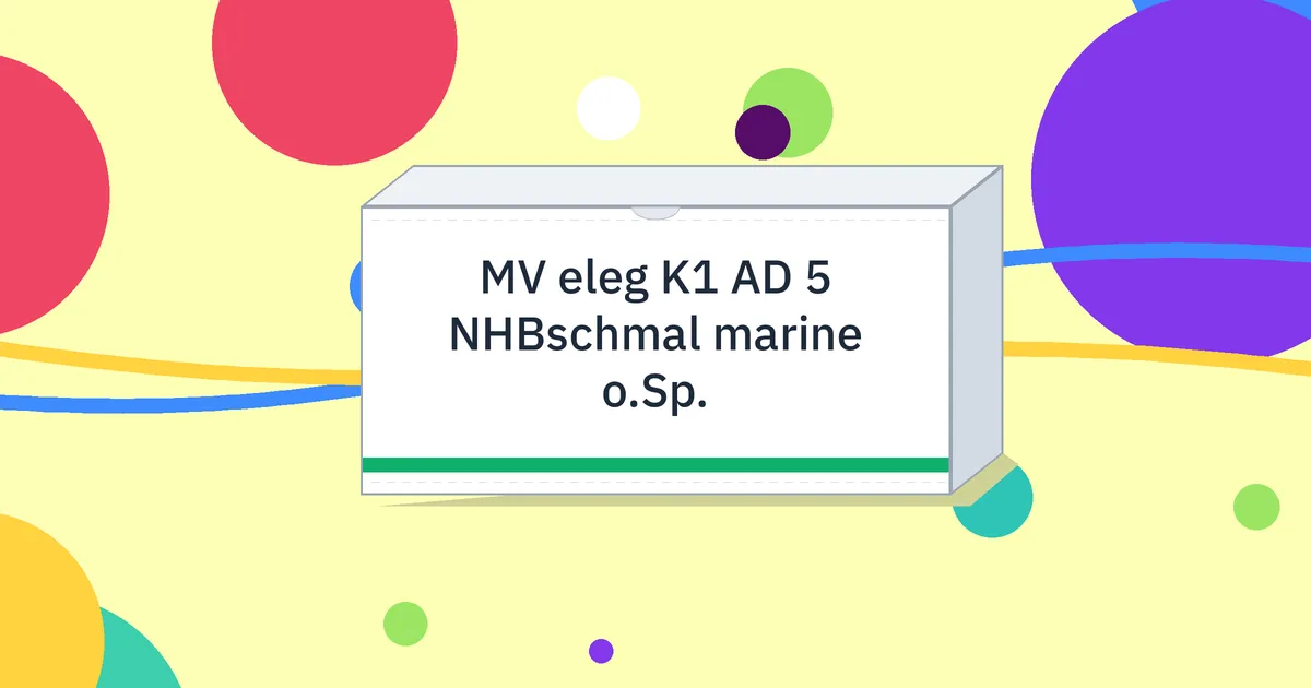 Symbolbild: Packung mit der Aufschrift MV eleg K1 AD 5 NHBschmal marine o.Sp. (PZN 15673934) – Verfügbarkeit und Bezug in Apotheken in Frankfurt am Main