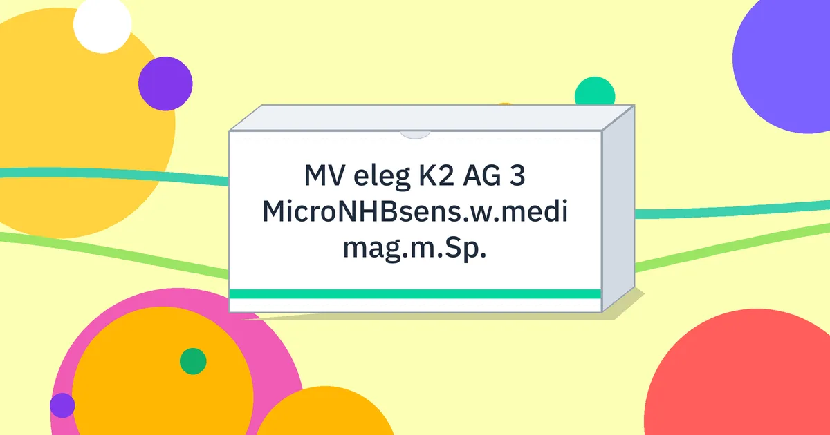 Symbolbild: Packung mit der Aufschrift MV eleg K2 AG 3 MicroNHBsens.w.medi mag.m.Sp. (PZN 15725275) – Verfügbarkeit und Bezug in Apotheken in Frankfurt am Main