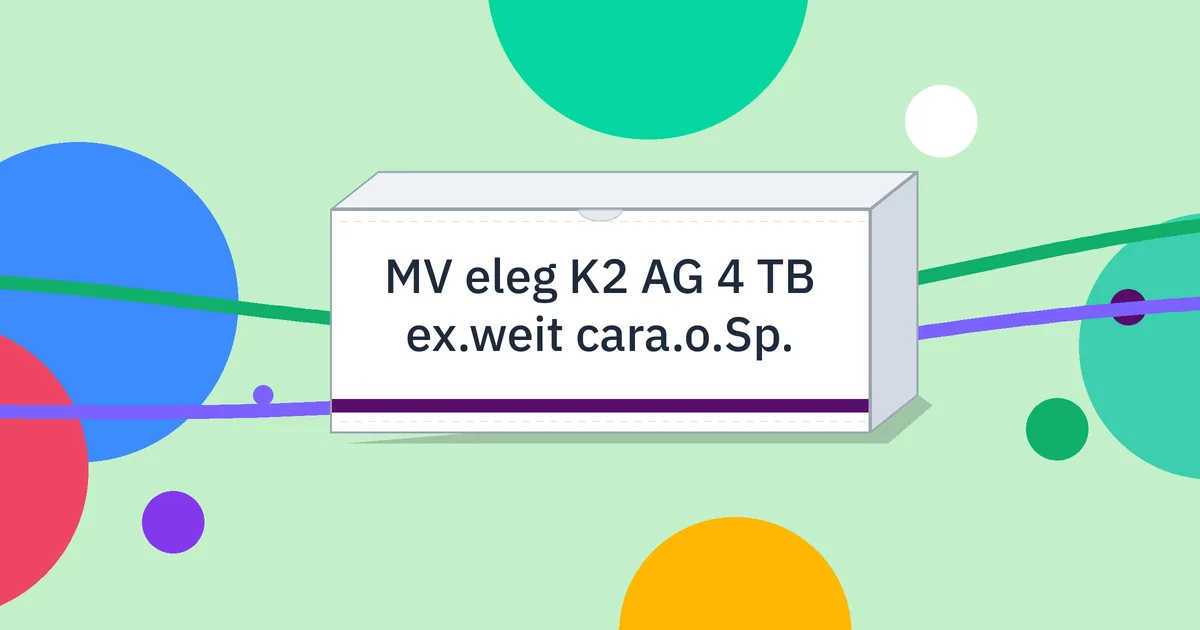 Symbolbild: Packung mit der Aufschrift MV eleg K2 AG 4 TB ex.weit cara.o.Sp. (PZN 09877549) – Verfügbarkeit und Bezug in Apotheken in Frankfurt am Main