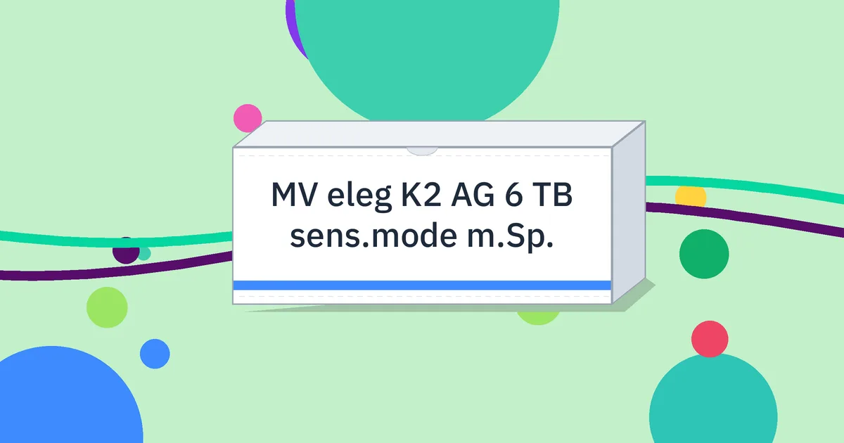 Symbolbild: Packung mit der Aufschrift MV eleg K2 AG 6 TB sens.mode m.Sp. (PZN 09867462) – Verfügbarkeit und Bezug in Apotheken in Frankfurt am Main