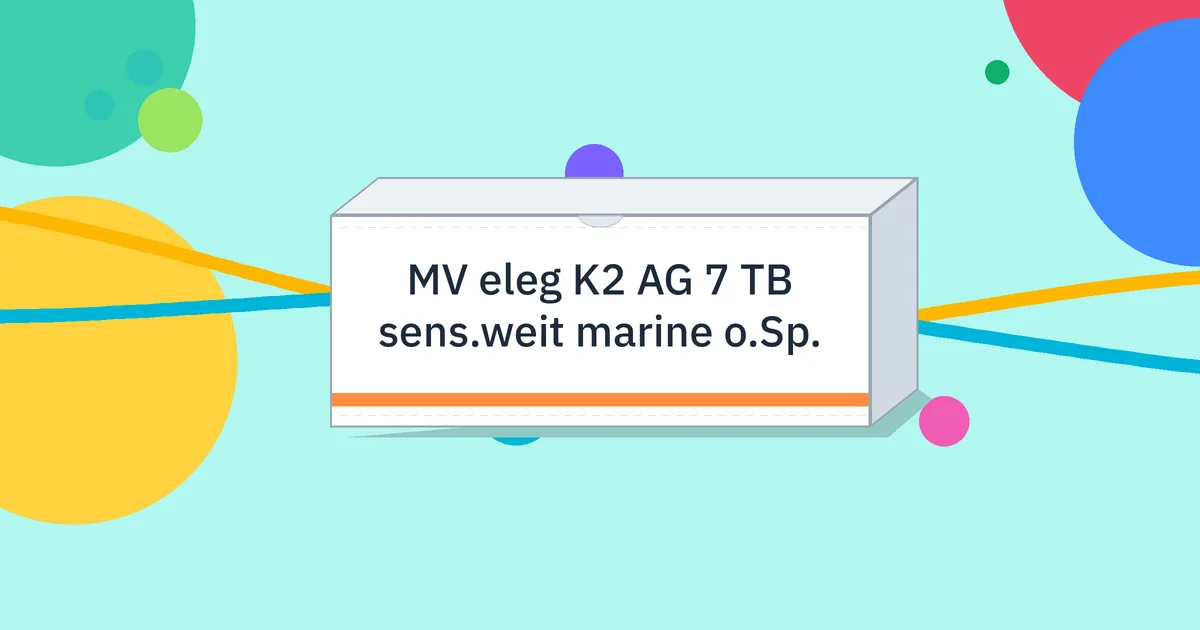 Symbolbild: Packung mit der Aufschrift MV eleg K2 AG 7 TB sens.weit marine o.Sp. (PZN 14611457) – Verfügbarkeit und Bezug in Apotheken in Frankfurt am Main