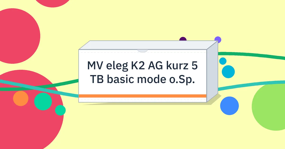 Symbolbild: Packung mit der Aufschrift MV eleg K2 AG kurz 5 TB basic mode o.Sp. (PZN 00194257) – Verfügbarkeit und Bezug in Apotheken in Frankfurt am Main