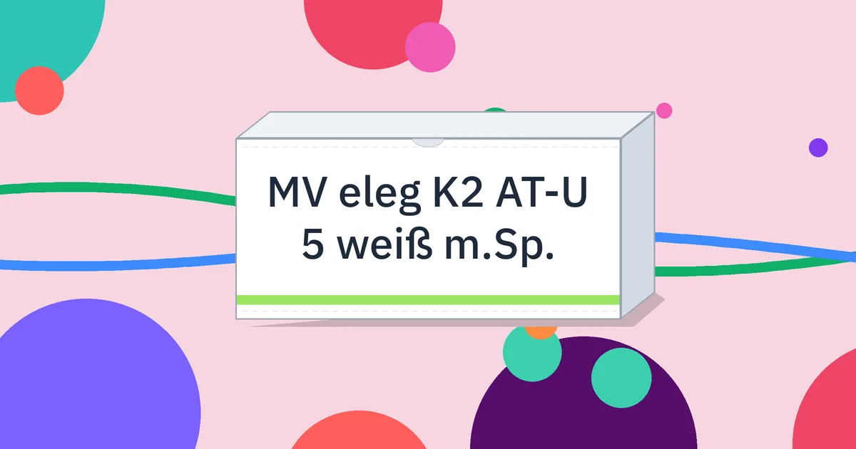 Symbolbild: Packung mit der Aufschrift MV eleg K2 AT-U 5 weiß m.Sp. (PZN 00314454) – Verfügbarkeit und Bezug in Apotheken in Frankfurt am Main