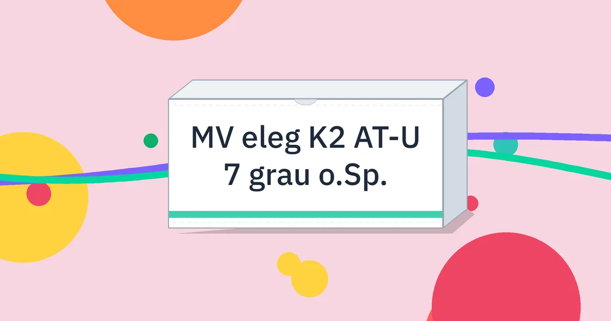 Symbolbild: Packung mit der Aufschrift MV eleg K2 AT-U 7 grau o.Sp. (PZN 18923366) – Verfügbarkeit und Bezug in Apotheken in Frankfurt am Main