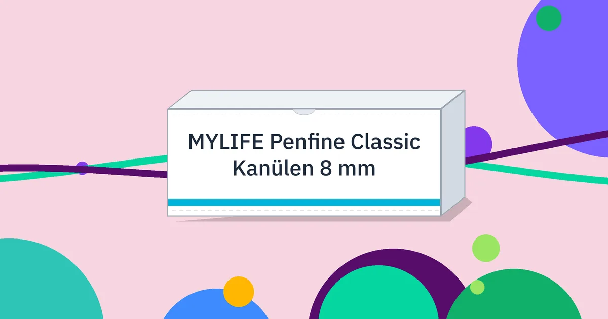 Symbolbild: Packung mit der Aufschrift MYLIFE Penfine Classic Kanülen 8 mm (PZN 20097013) – Verfügbarkeit und Bezug in Apotheken in Frankfurt am Main
