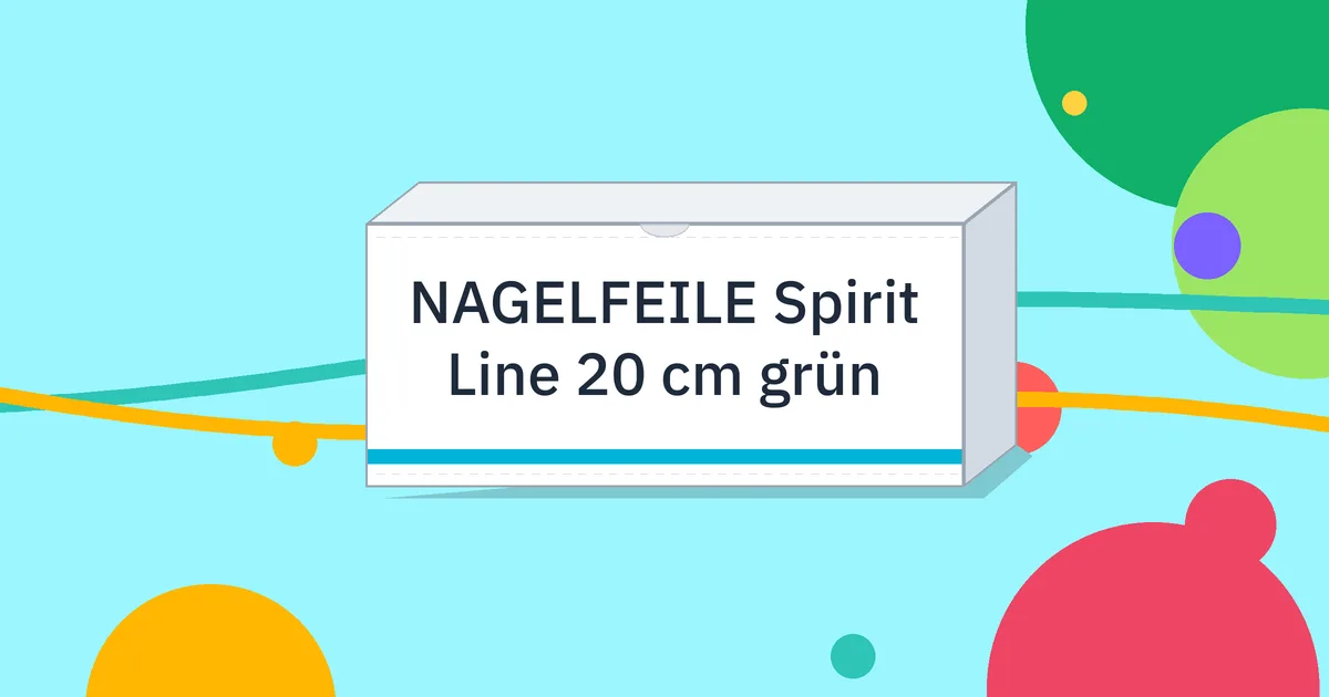 Symbolbild: Packung mit der Aufschrift NAGELFEILE Spirit Line 20 cm grün (PZN 01509705) – Verfügbarkeit und Bezug in Apotheken in Frankfurt am Main