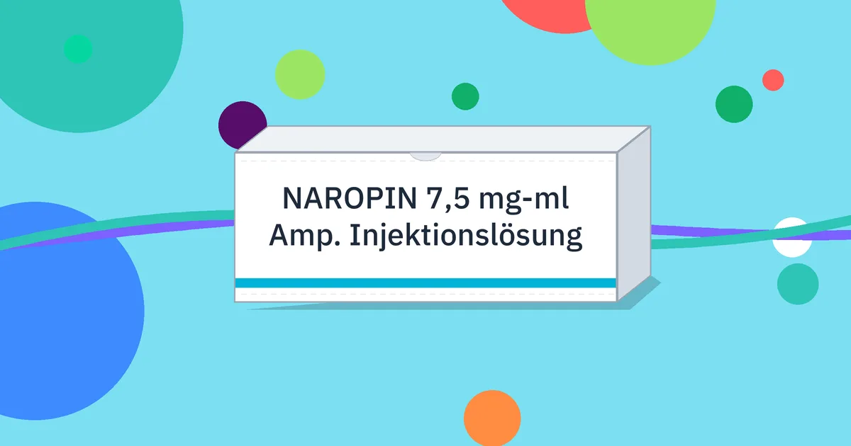 Symbolbild: Packung mit der Aufschrift NAROPIN 7,5 mg-ml Amp. Injektionslösung (PZN 07592110) – Verfügbarkeit und Bezug in Apotheken in Frankfurt am Main