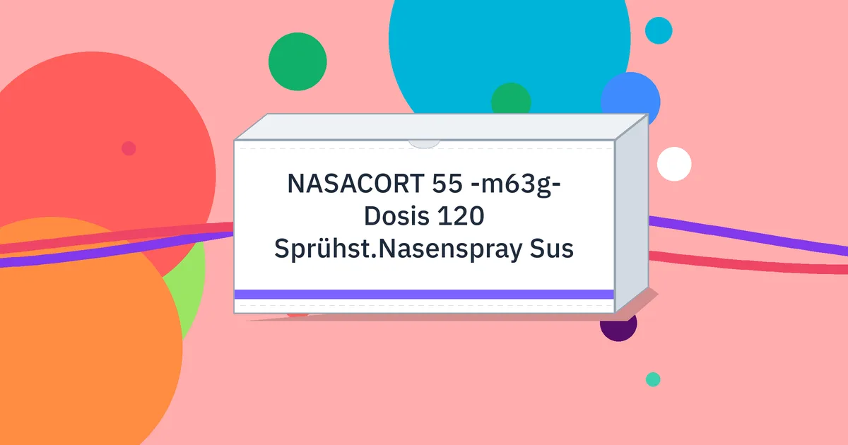 Symbolbild: Packung mit der Aufschrift NASACORT 55 -m63g-Dosis 120 Sprühst.Nasenspray Sus (PZN 19511890) – Verfügbarkeit und Bezug in Apotheken in Frankfurt am Main