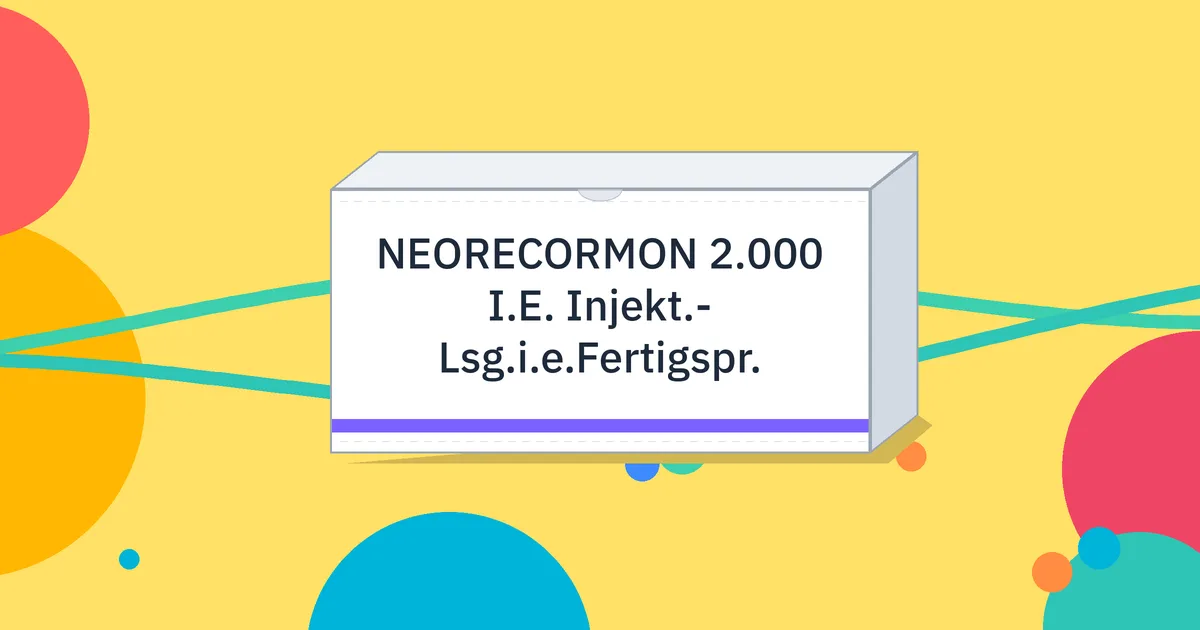 Symbolbild: Packung mit der Aufschrift NEORECORMON 2.000 I.E. Injekt.-Lsg.i.e.Fertigspr. (PZN 18444312) – Verfügbarkeit und Bezug in Apotheken in Frankfurt am Main