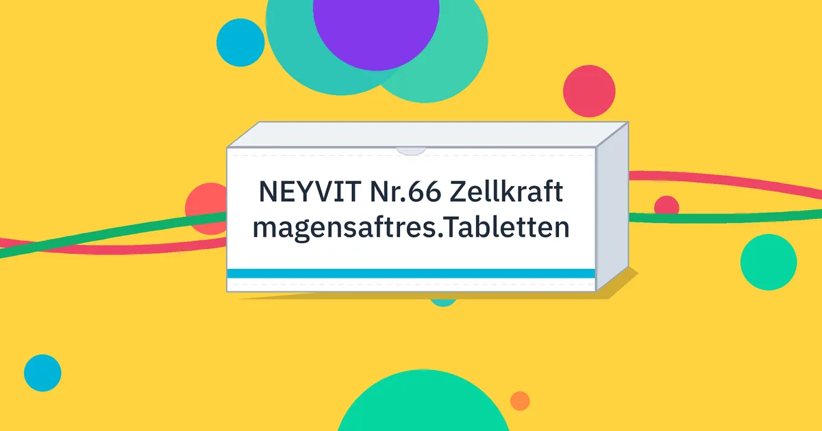 Symbolbild: Packung mit der Aufschrift NEYVIT Nr.66 Zellkraft magensaftres.Tabletten (PZN 13421223) – Verfügbarkeit und Bezug in Apotheken in Frankfurt am Main