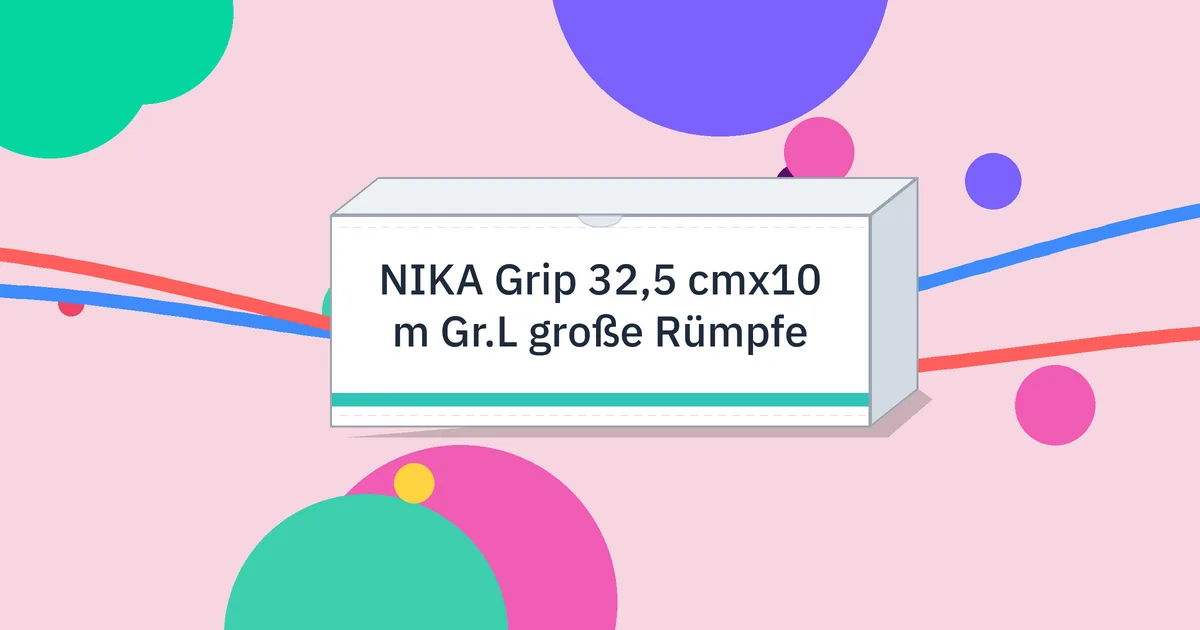 Symbolbild: Packung mit der Aufschrift NIKA Grip 32,5 cmx10 m Gr.L große Rümpfe (PZN 18171759) – Verfügbarkeit und Bezug in Apotheken in Frankfurt am Main