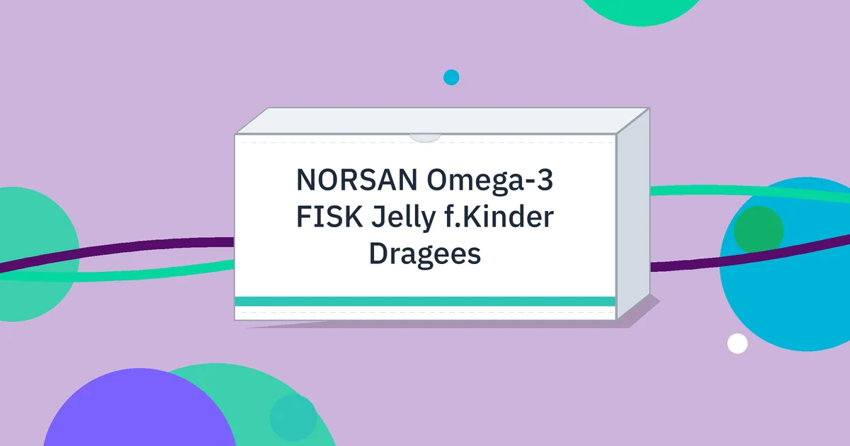 Symbolbild: Packung mit der Aufschrift NORSAN Omega-3 FISK Jelly f.Kinder Dragees (PZN 19052732) – Verfügbarkeit und Bezug in Apotheken in Frankfurt am Main