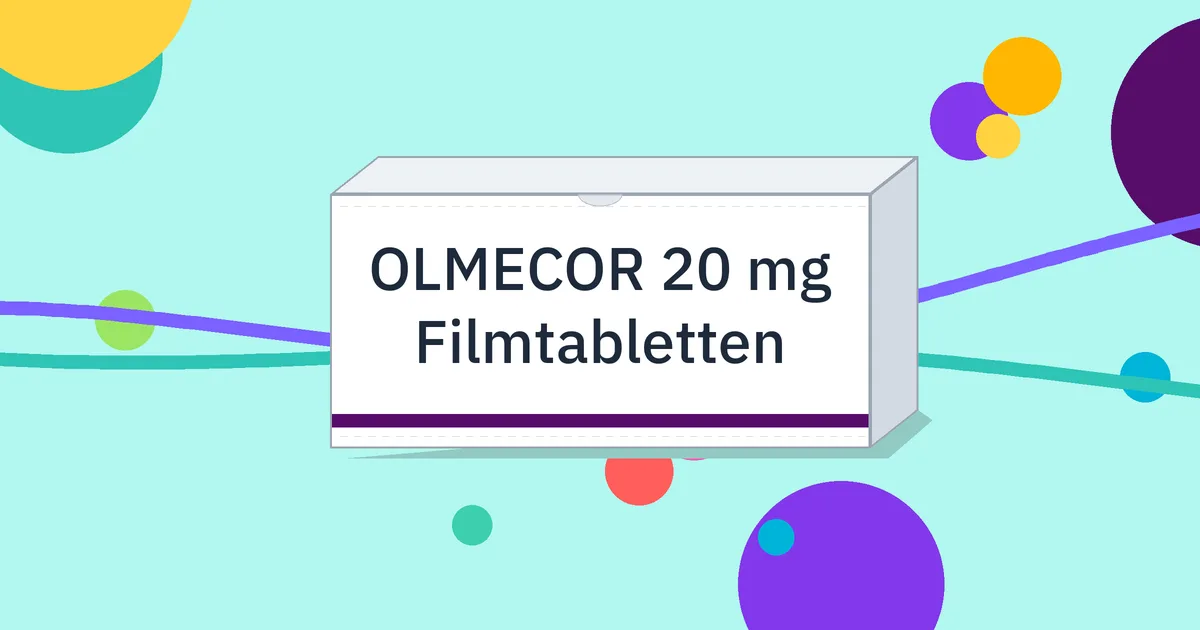 Symbolbild: Packung mit der Aufschrift OLMECOR 20 mg Filmtabletten (PZN 12648025) – Verfügbarkeit und Bezug in Apotheken in Frankfurt am Main