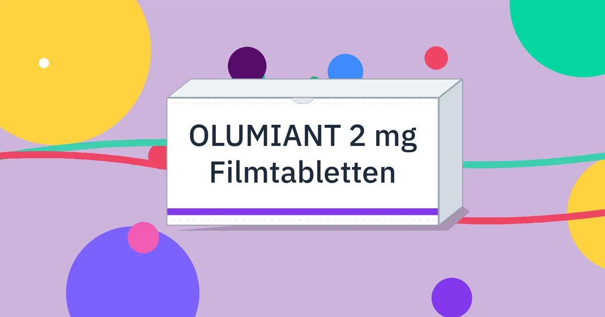 Symbolbild: Packung mit der Aufschrift OLUMIANT 2 mg Filmtabletten (PZN 14356634) – Verfügbarkeit und Bezug in Apotheken in Frankfurt am Main