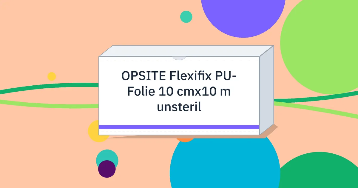 Symbolbild: Packung mit der Aufschrift OPSITE Flexifix PU-Folie 10 cmx10 m unsteril (PZN 12147903) – Verfügbarkeit und Bezug in Apotheken in Frankfurt am Main