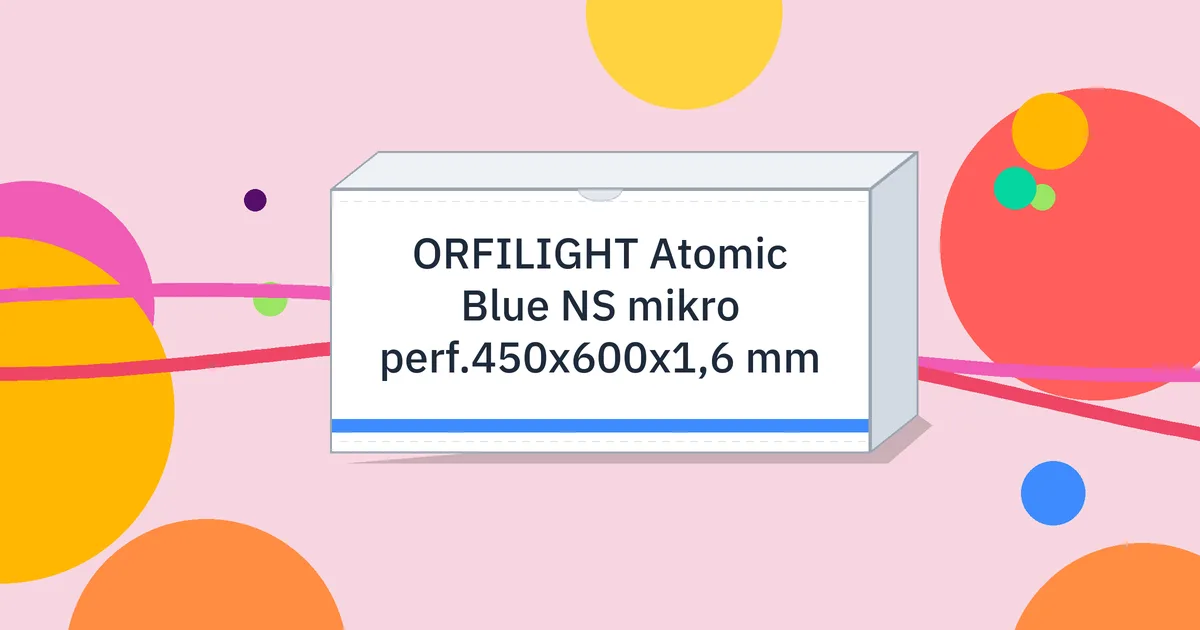 Symbolbild: Packung mit der Aufschrift ORFILIGHT Atomic Blue NS mikro perf.450x600x1,6 mm (PZN 19397081) – Verfügbarkeit und Bezug in Apotheken in Frankfurt am Main