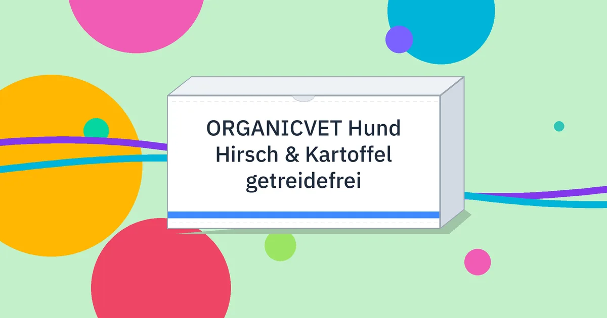 Symbolbild: Packung mit der Aufschrift ORGANICVET Hund Hirsch & Kartoffel getreidefrei (PZN 13721209) – Verfügbarkeit und Bezug in Apotheken in Frankfurt am Main