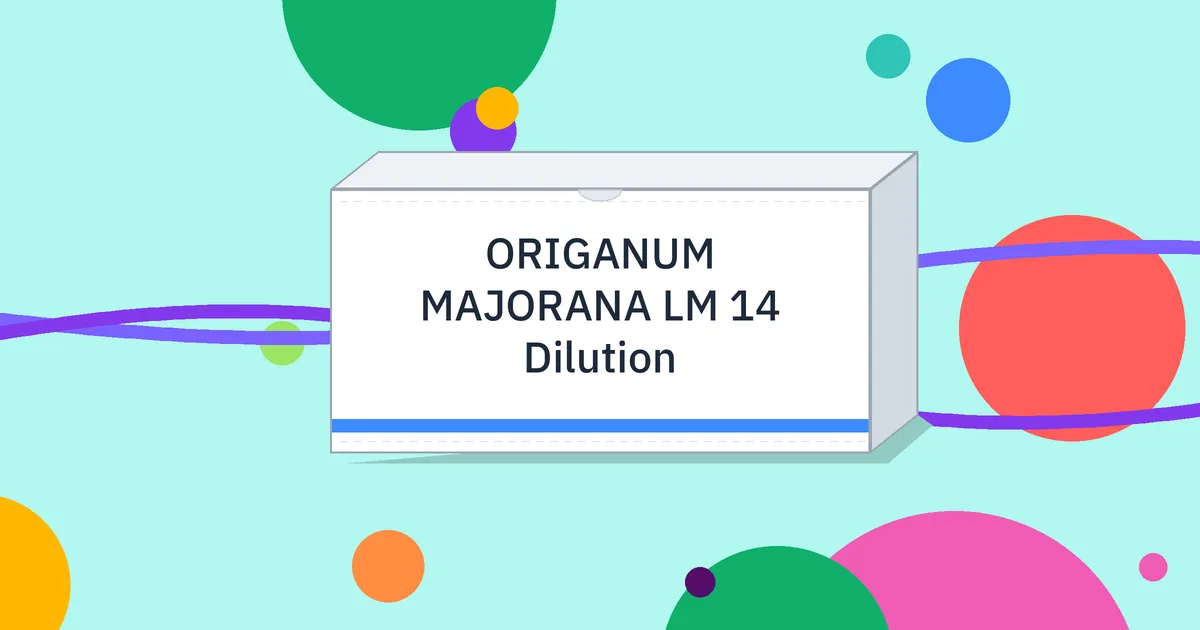 Symbolbild: Packung mit der Aufschrift ORIGANUM MAJORANA LM 14 Dilution (PZN 12972607) – Verfügbarkeit und Bezug in Apotheken in Frankfurt am Main
