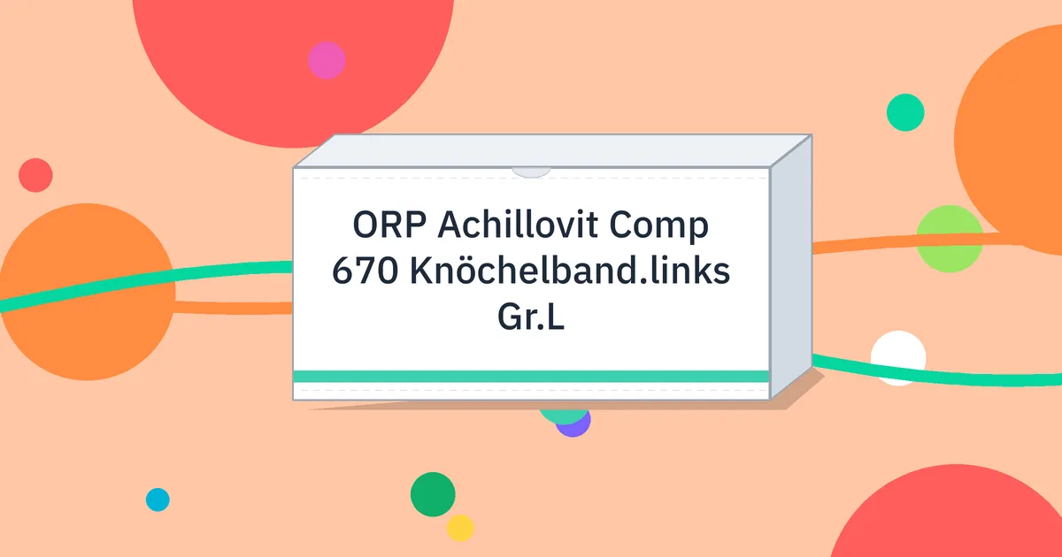 Symbolbild: Packung mit der Aufschrift ORP Achillovit Comp 670 Knöchelband.links Gr.L (PZN 09398949) – Verfügbarkeit und Bezug in Apotheken in Frankfurt am Main