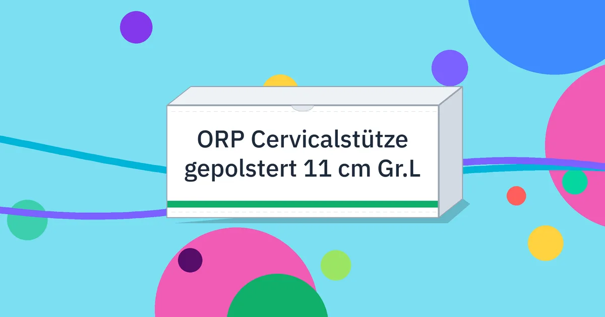 Symbolbild: Packung mit der Aufschrift ORP Cervicalstütze gepolstert 11 cm Gr.L (PZN 04902403) – Verfügbarkeit und Bezug in Apotheken in Frankfurt am Main