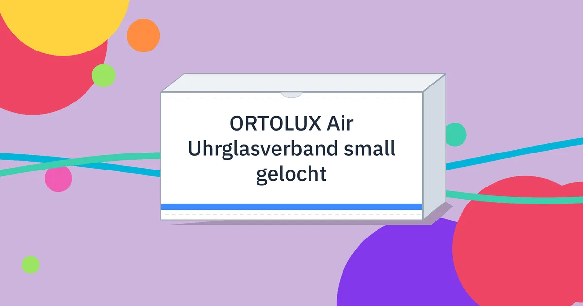 Symbolbild: Packung mit der Aufschrift ORTOLUX Air Uhrglasverband small gelocht (PZN 20047469) – Verfügbarkeit und Bezug in Apotheken in Frankfurt am Main