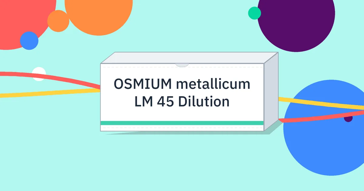 Symbolbild: Packung mit der Aufschrift OSMIUM metallicum LM 45 Dilution (PZN 12974233) – Verfügbarkeit und Bezug in Apotheken in Frankfurt am Main
