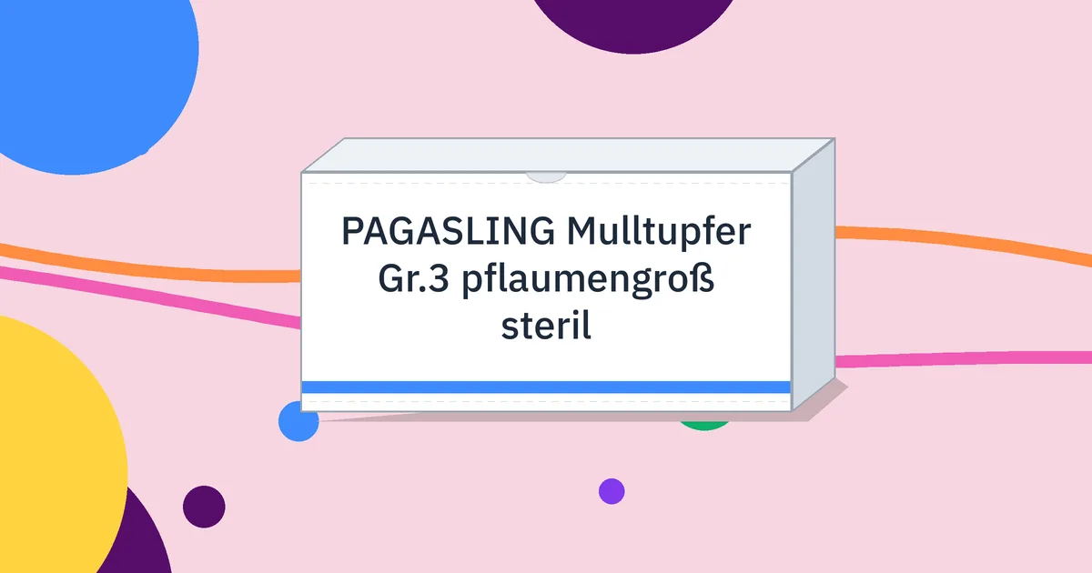 Symbolbild: Packung mit der Aufschrift PAGASLING Mulltupfer Gr.3 pflaumengroß steril (PZN 18716288) – Verfügbarkeit und Bezug in Apotheken in Frankfurt am Main