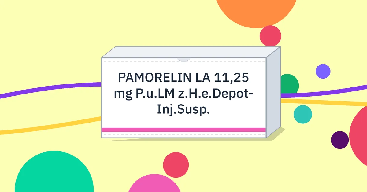 Symbolbild: Packung mit der Aufschrift PAMORELIN LA 11,25 mg P.u.LM z.H.e.Depot-Inj.Susp. (PZN 16703695) – Verfügbarkeit und Bezug in Apotheken in Frankfurt am Main