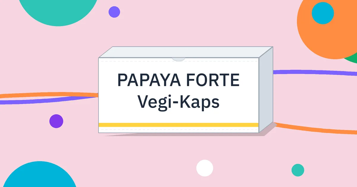 Symbolbild: Packung mit der Aufschrift PAPAYA FORTE Vegi-Kaps (PZN 10383083) – Verfügbarkeit und Bezug in Apotheken in Frankfurt am Main