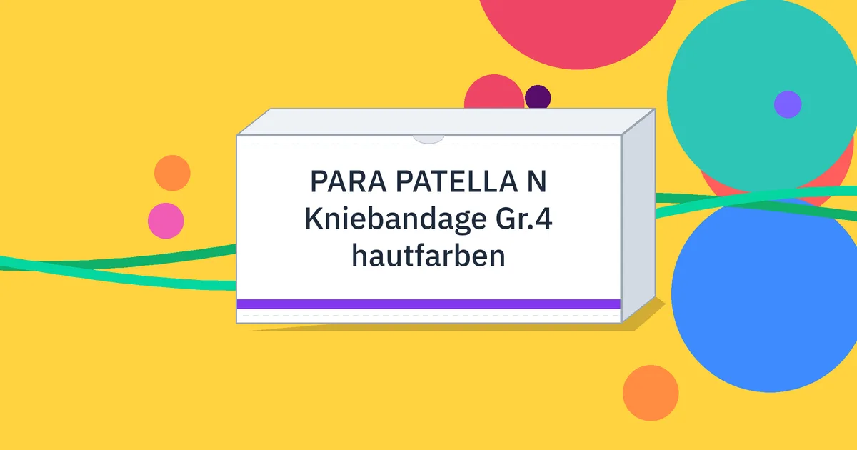 Symbolbild: Packung mit der Aufschrift PARA PATELLA N Kniebandage Gr.4 hautfarben (PZN 10003471) – Verfügbarkeit und Bezug in Apotheken in Frankfurt am Main