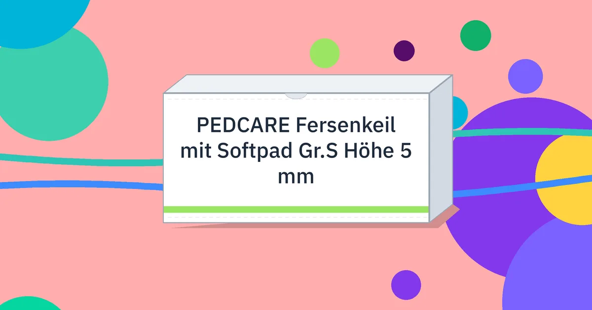 Symbolbild: Packung mit der Aufschrift PEDCARE Fersenkeil mit Softpad Gr.S Höhe 5 mm (PZN 13964248) – Verfügbarkeit und Bezug in Apotheken in Frankfurt am Main